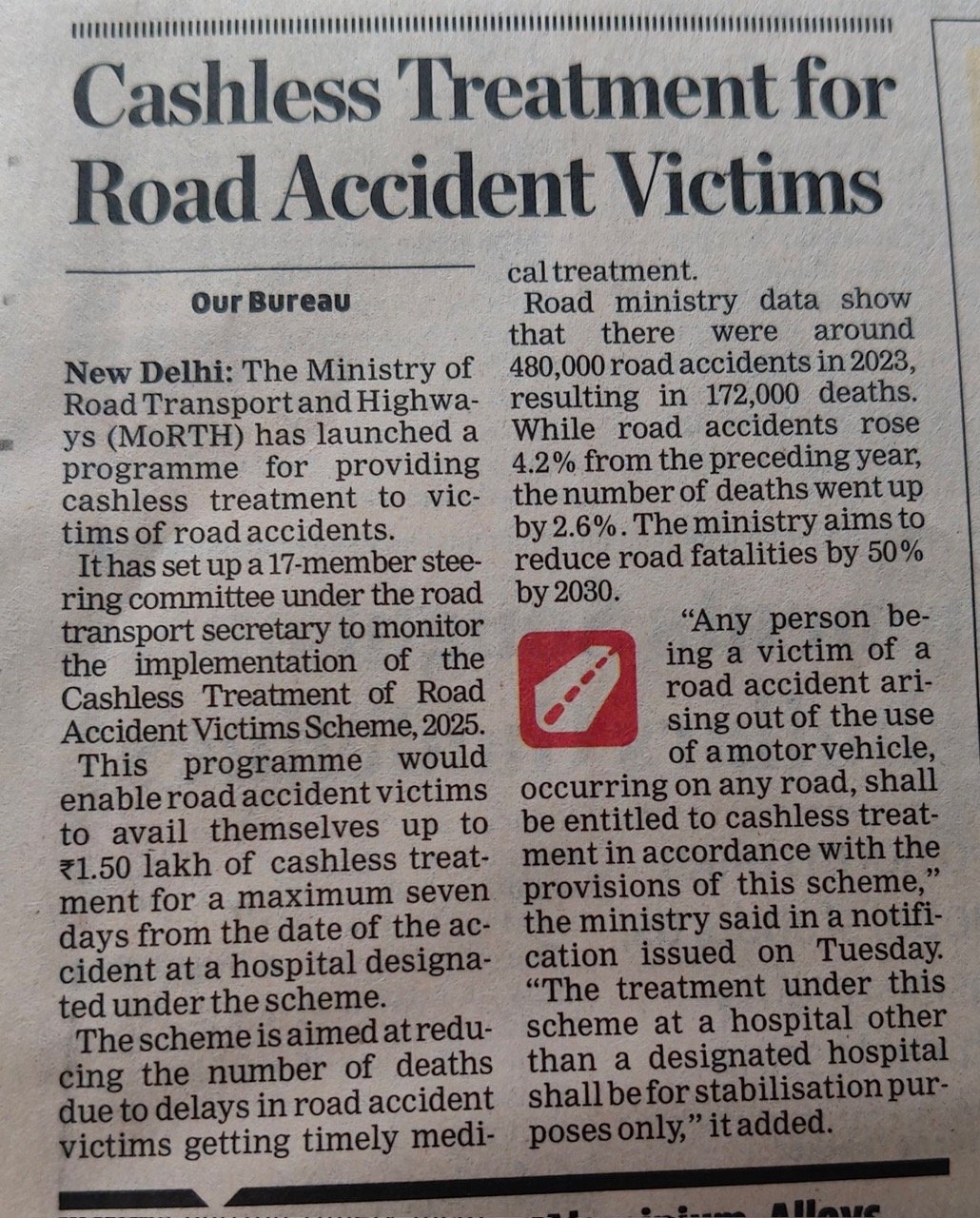 Cashless Treatment Scheme For Road Accident Victims 2025